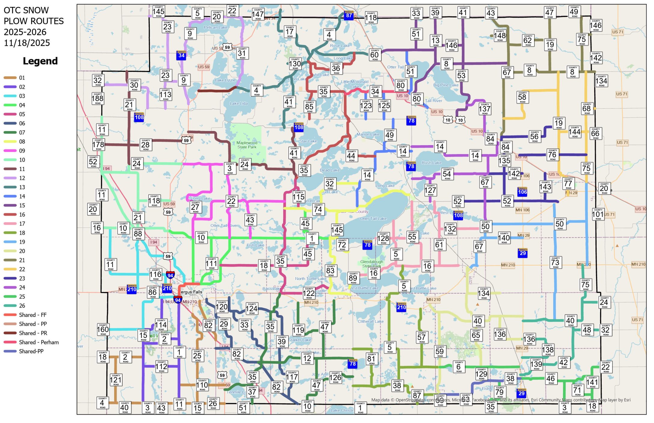 Snow Plow Routes - Otter Tail County, MN